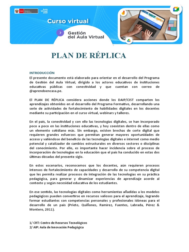 Modelo Plan de Réplica | PDF | Moodle | Modificación de comportamiento