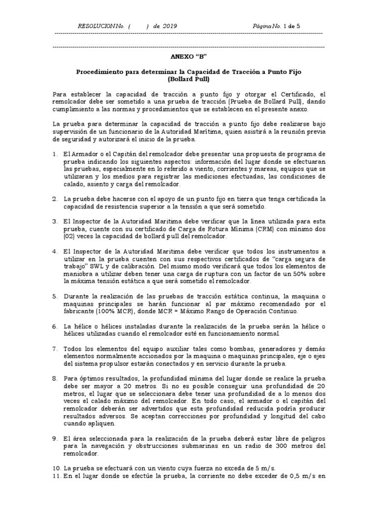 ANEXO B - Procedimiento Prueba | PDF | Remolcador | Buques