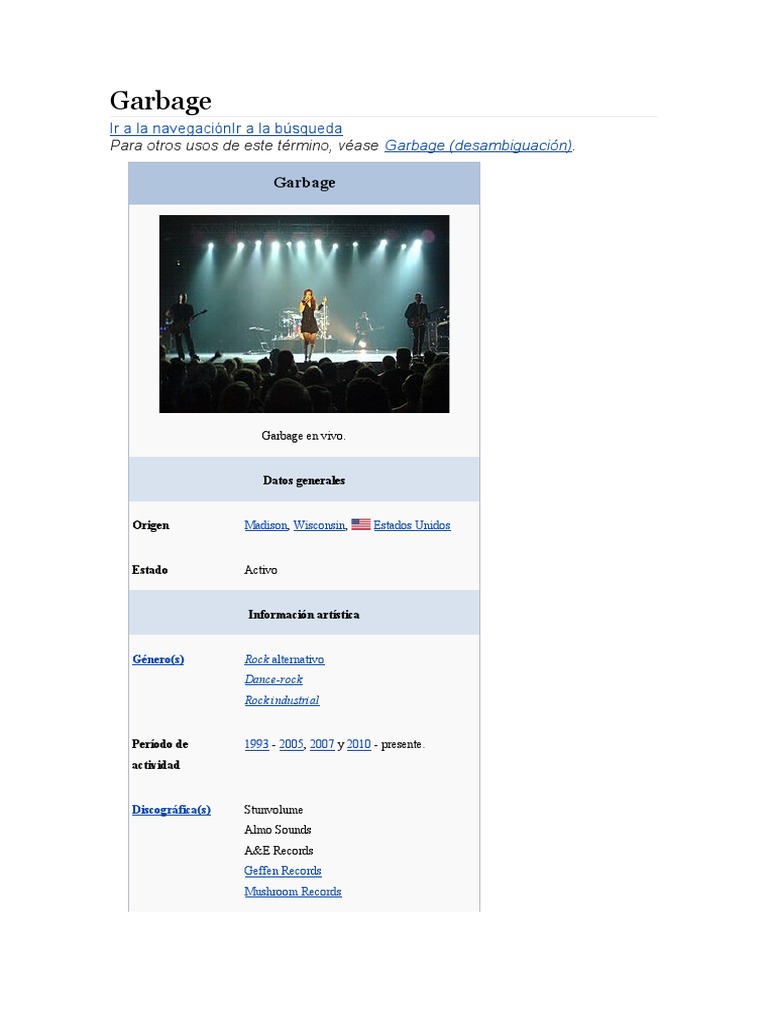 Garbage | PDF | Industria de la música | La música rock