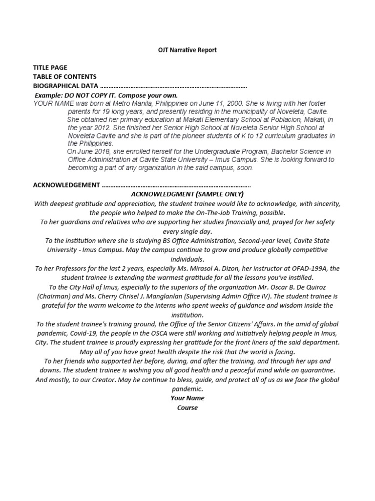 PARTS of OJT Narrative Report | PDF