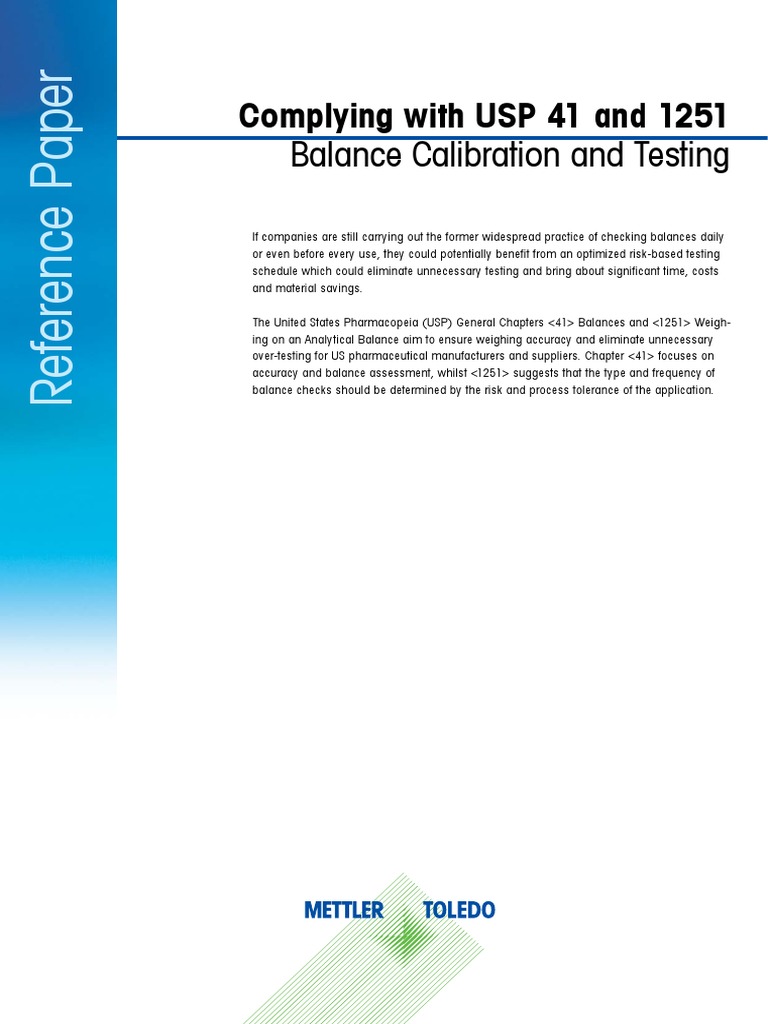 Complying With USP 41 and 1251: Balance Calibration and Testing | PDF ...