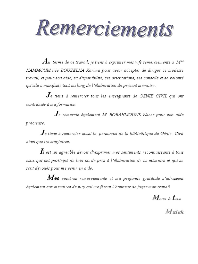 b2 Remerciement | PDF | Évolution de carrière