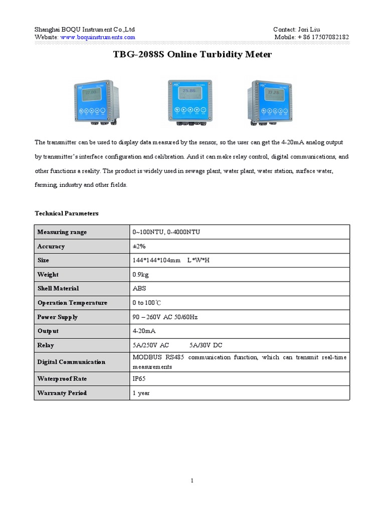 Online Turbidity Meter and Digital Turbidity Sensor for Water Quality ...