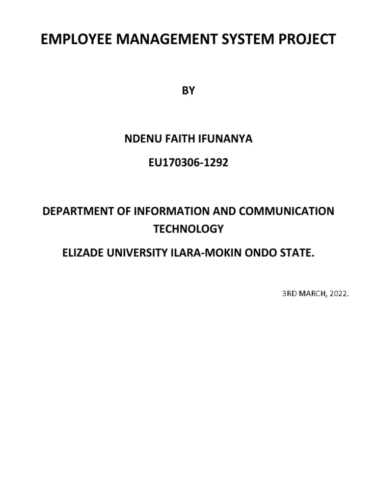 Employee Management System Project | PDF | Databases | System