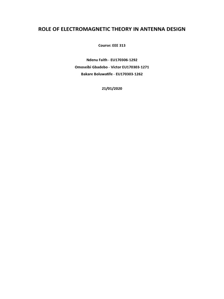 Role of Electromagnetic Theory in Antenna Design | PDF | Antenna (Radio ...