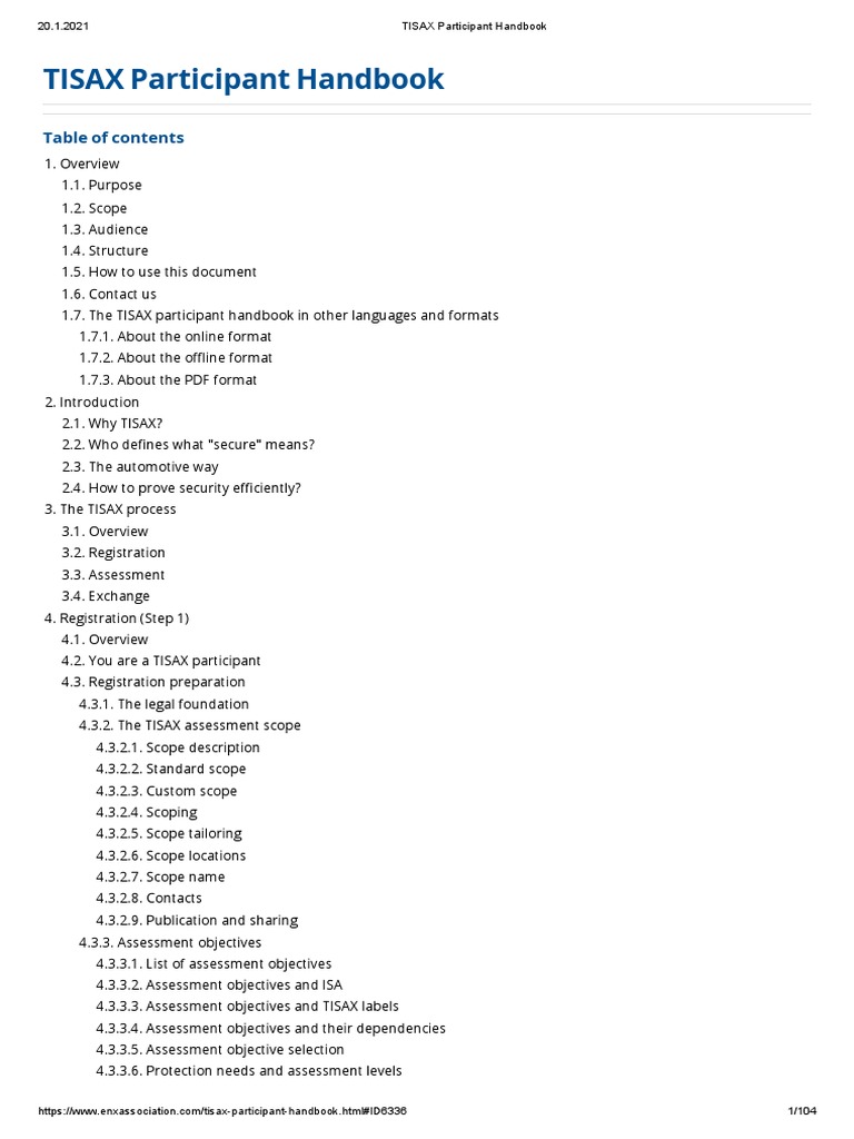 TISAX Participant Handbook | PDF | Information Security | Online And ...