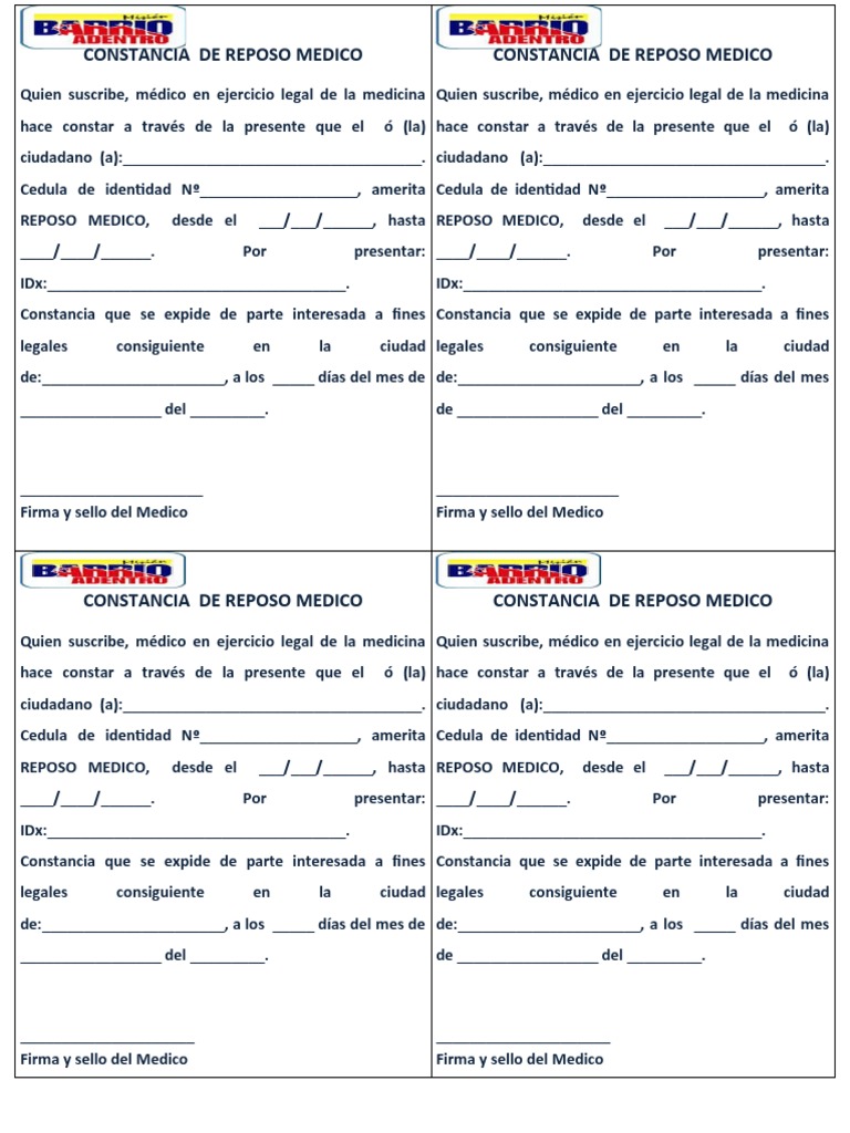 Constancia de Reposo Medico2 | PDF | Gobierno y personalidad | Control ...