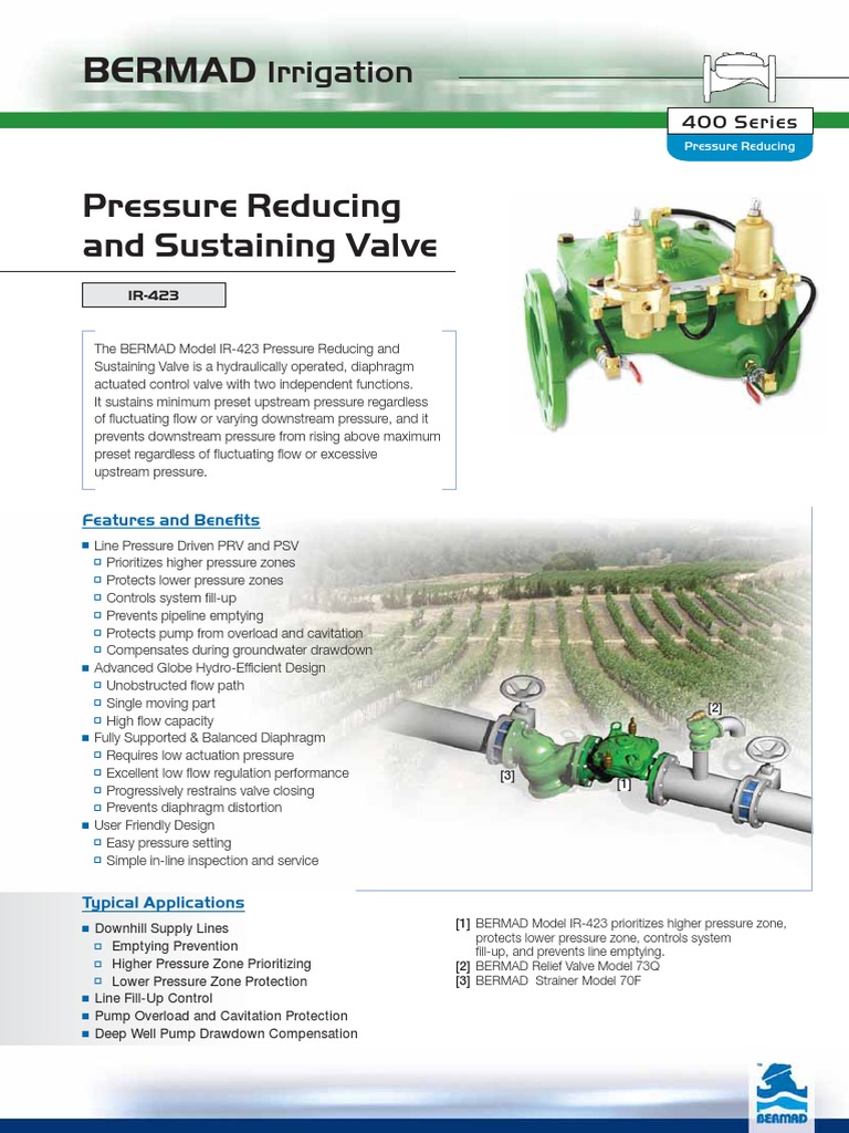 Bermad: Pressure Reducing and Sustaining Valve | PDF | Valve | Pump