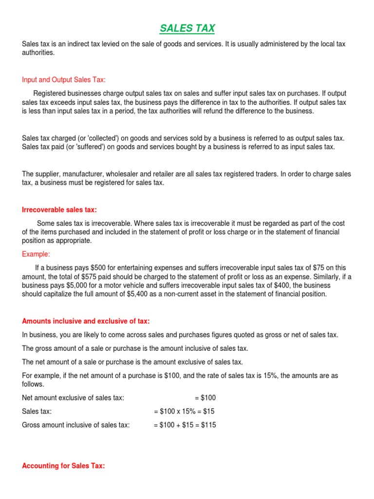Input and Output Sales Tax | PDF | Taxes | Debits And Credits
