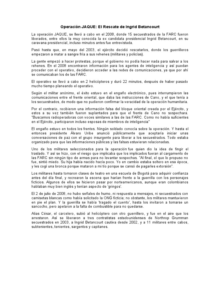 Operación JAQUE | PDF | Militar