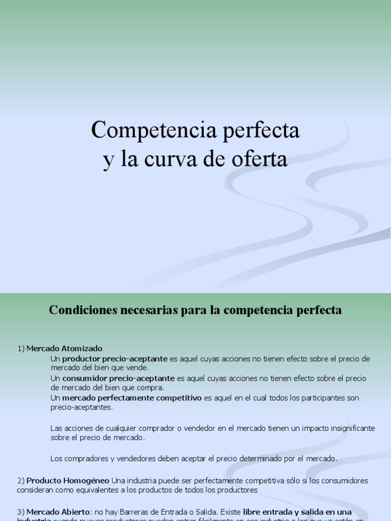 Competencia Perfecta | PDF | Mercado (economía) | Competencia perfecta