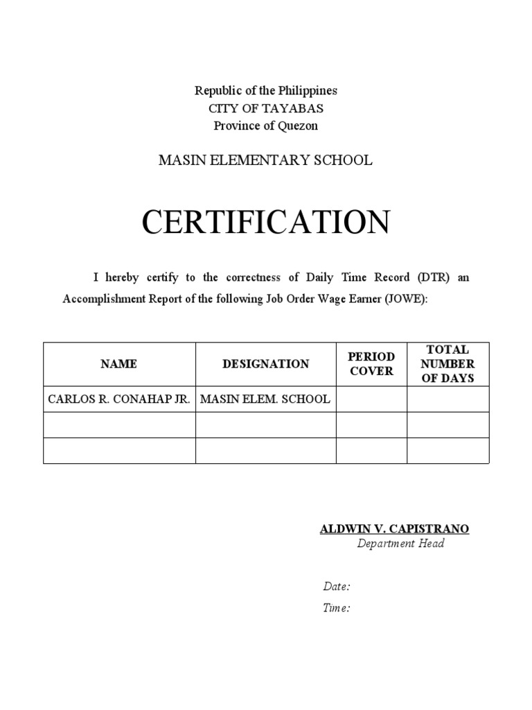 Certification and Accomplishment Report | PDF