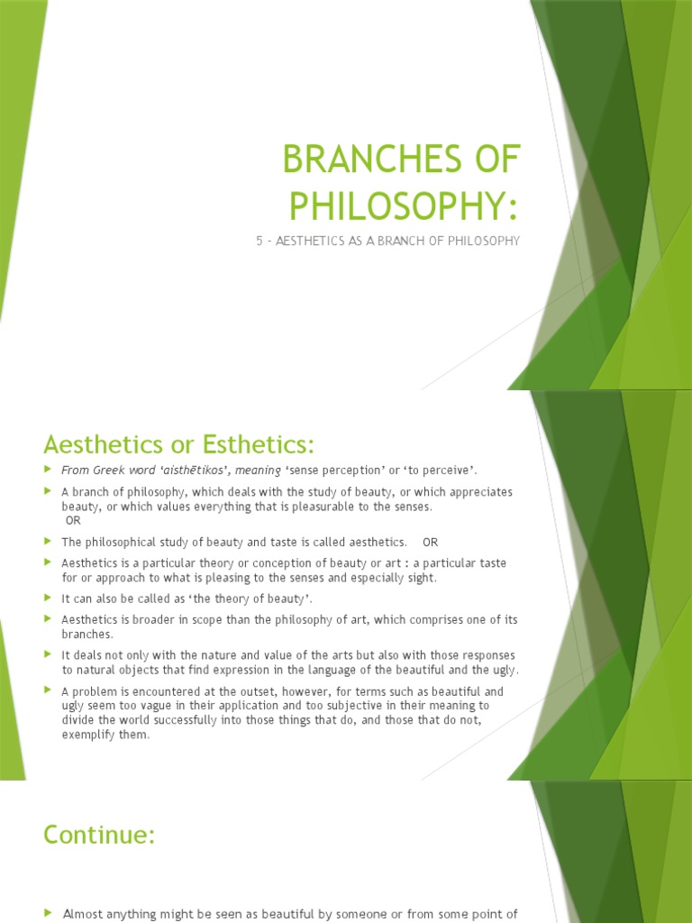 Aesthetics As A Branch of Philosophy | PDF | Aesthetics | Beauty