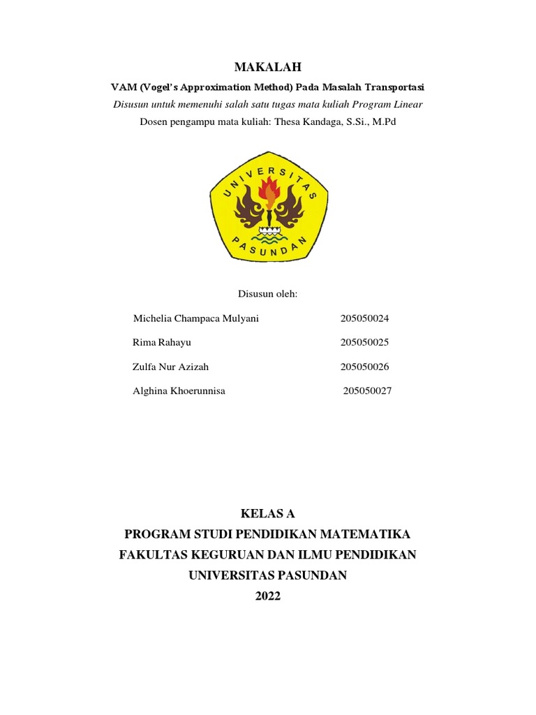 Makalah VAM - Program Linear | PDF