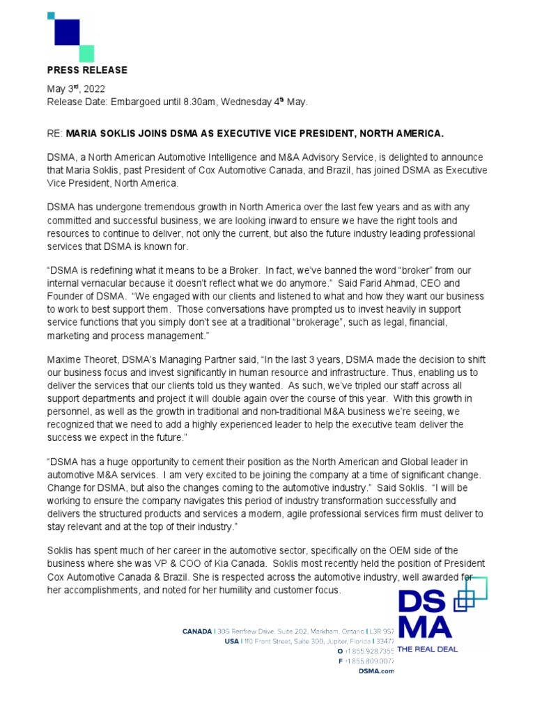 Press Release: RD TH | PDF | Mergers And Acquisitions | Business