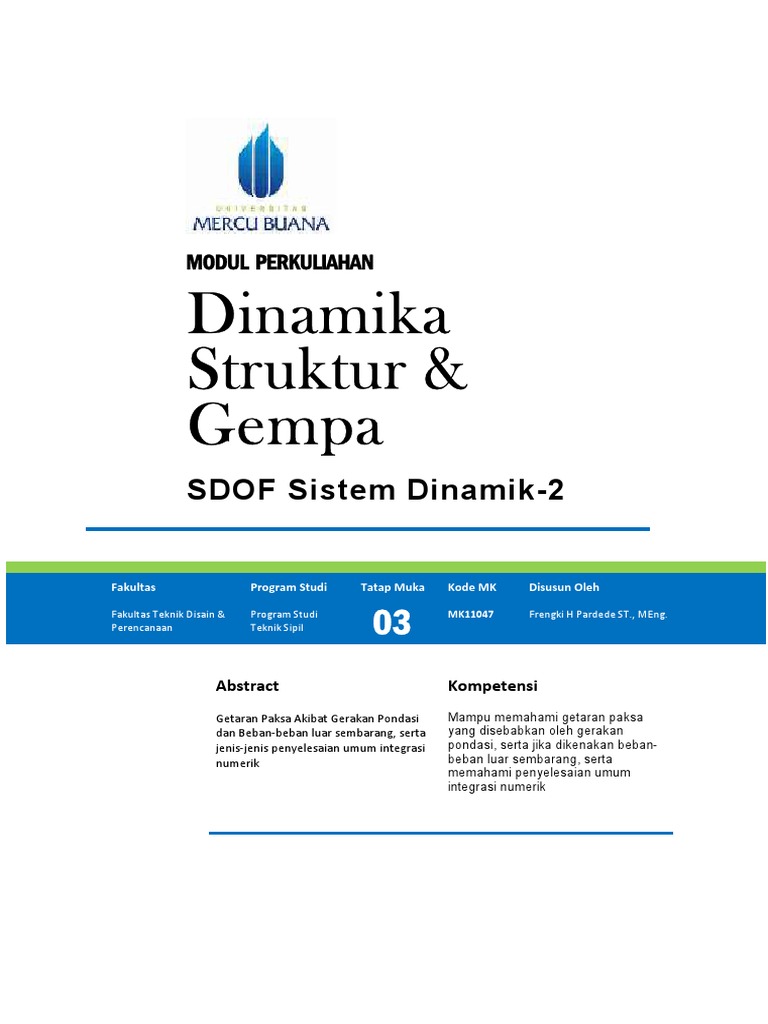 Modul Dinamika Struktur Dan Gempa (TM3) | PDF | Sains & Matematika