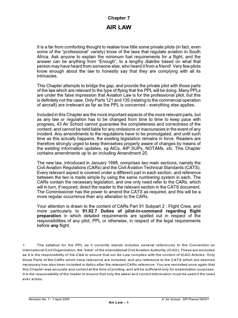 Chapter 7 - Air Law | PDF | Air Traffic Control | Instrument Flight Rules