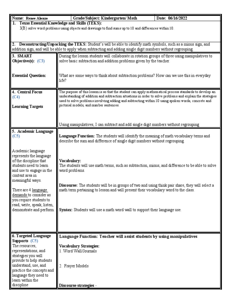 Edtpa Lesson Plan | PDF | Teachers | Mathematics
