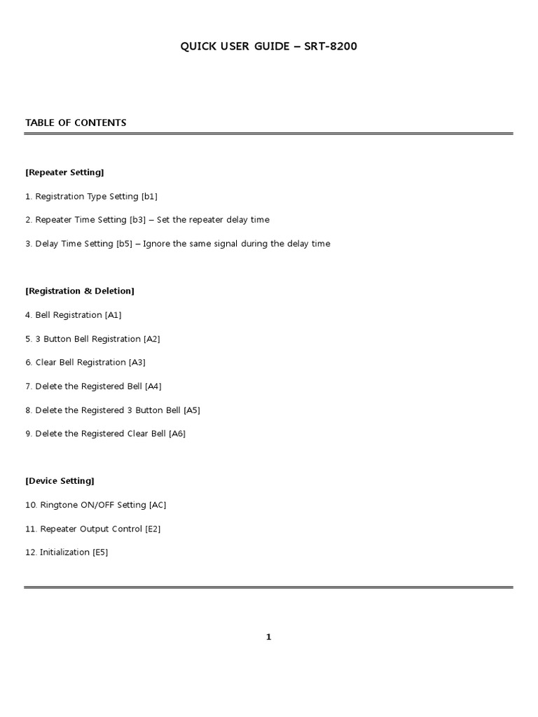 Quick User Guide - Srt-8200: (Repeater Setting) | PDF | Computing ...
