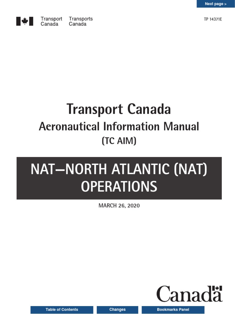 Transport Canada: Nat-North Atlantic (Nat) Operations | PDF | Air ...