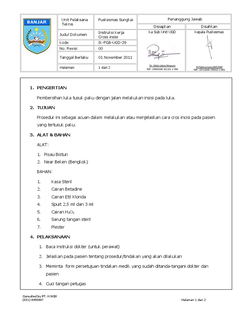 IK Tindakan Cross Insisi | PDF