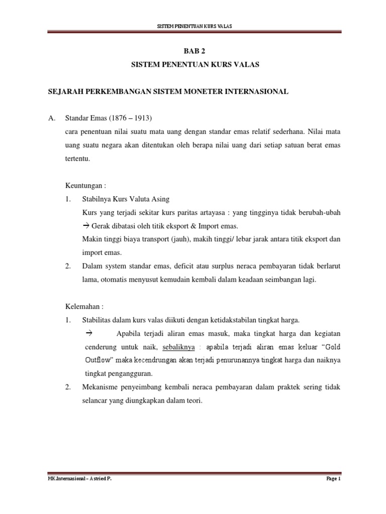 BAB 2 Sistem Penentuan Kurs Valas | PDF | Pengelolaan Keuangan & Uang ...