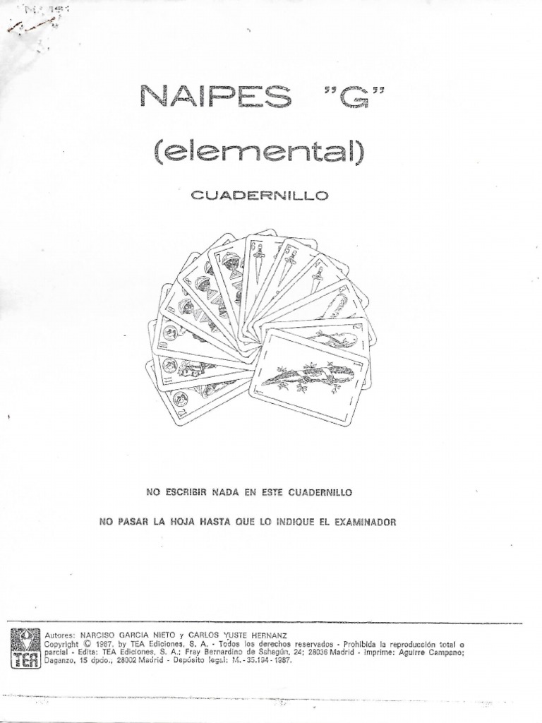 Test Naipes G - Elemental - Con Hoja de Respuesta | PDF