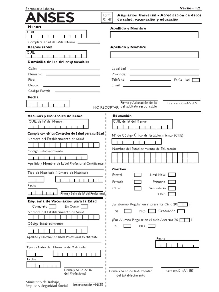 Formulario Libreta 1.47 PDF | PDF | Certificado de nacimiento