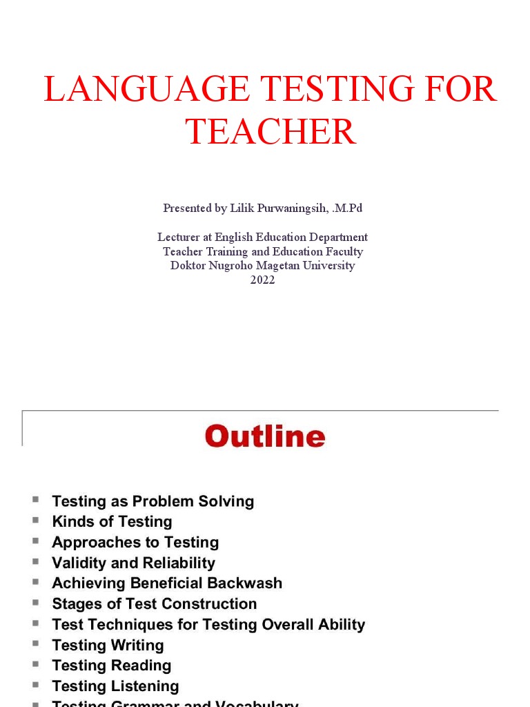 Testing For Language Teacher - Meeting 1 | PDF