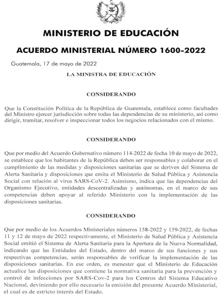 ACUERDO MINISTERIAL No. 1600-2022 MINEDUC | PDF