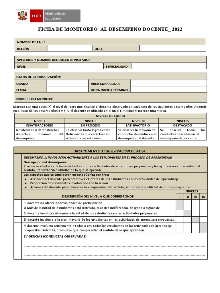 3 Ficha de Monitoreo 2022 | PDF | Evaluación | Aprendizaje