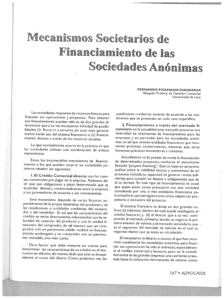 Pickmann Mecanismos Societarios de Financiamiento de Las SA 1 | PDF