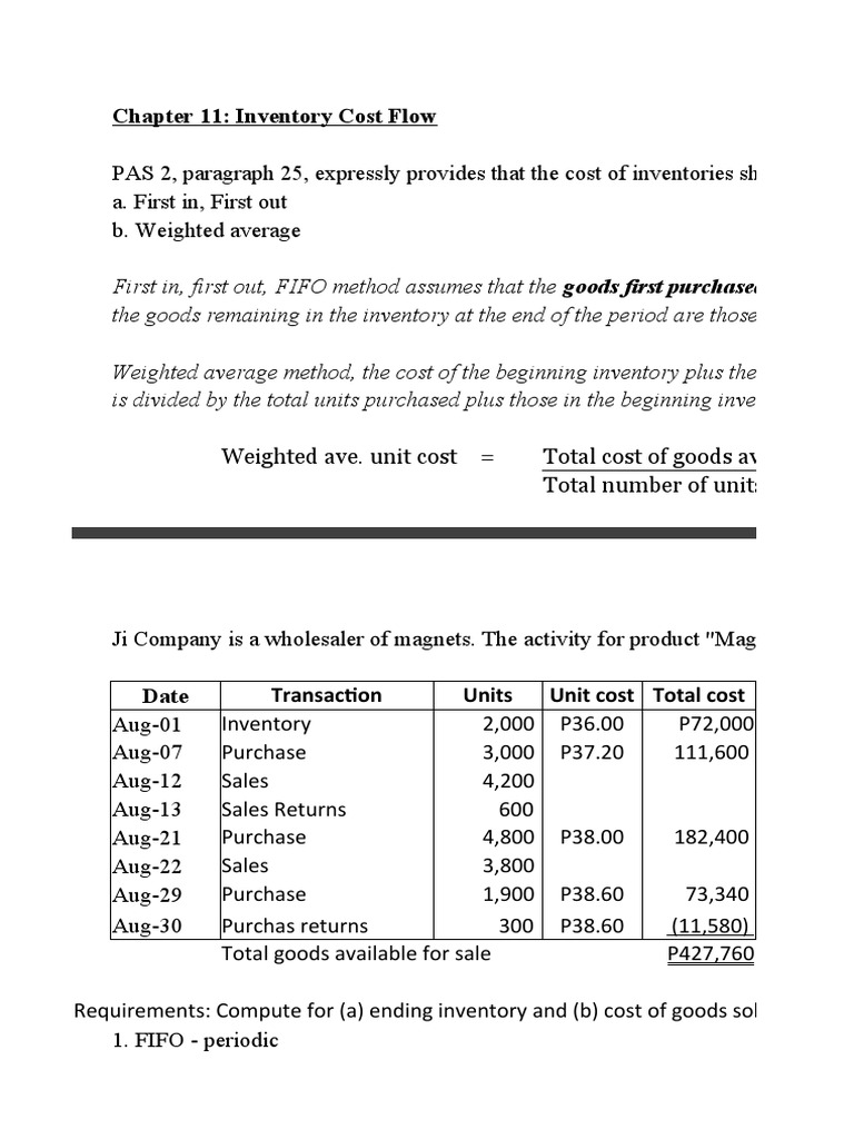 Chapter 11: Inventory Cost Flow | PDF | Cost Of Goods Sold | Inventory