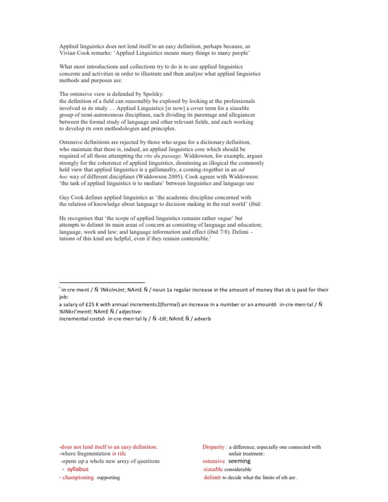 Applied Ling 1 Word | PDF | Definition | Linguistics