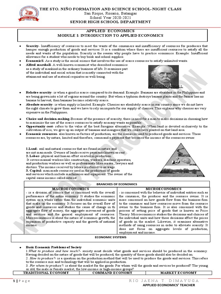 Applied Economics Module 1 | PDF | Economics | Economies