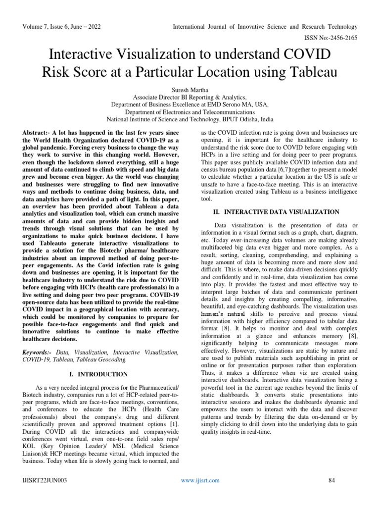 Interactive Visualization To Understand COVID Risk Score at A ...