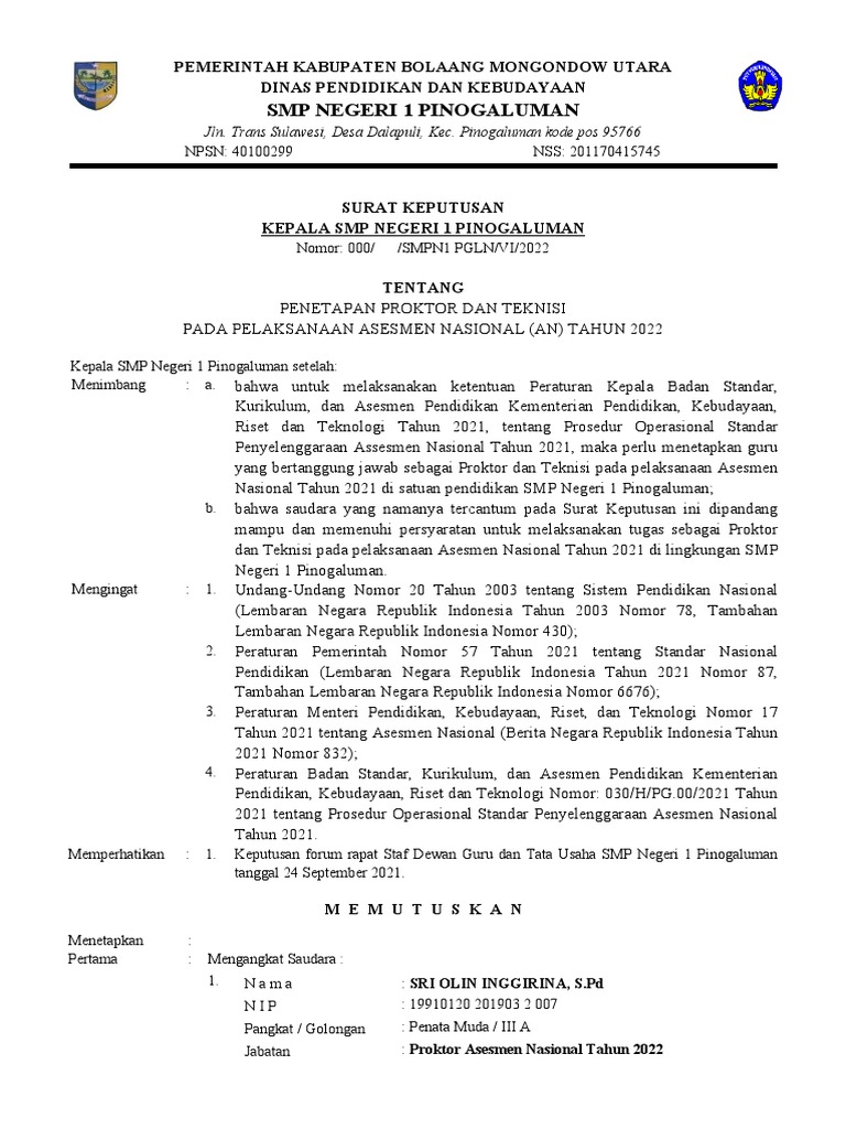 SK Proktor-Teknisi | PDF