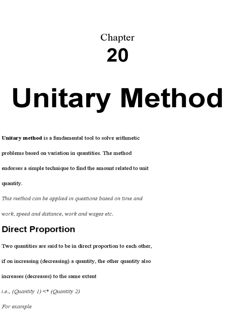 Unitary Method Details MCQ and Solution | PDF | Speed | Tonne