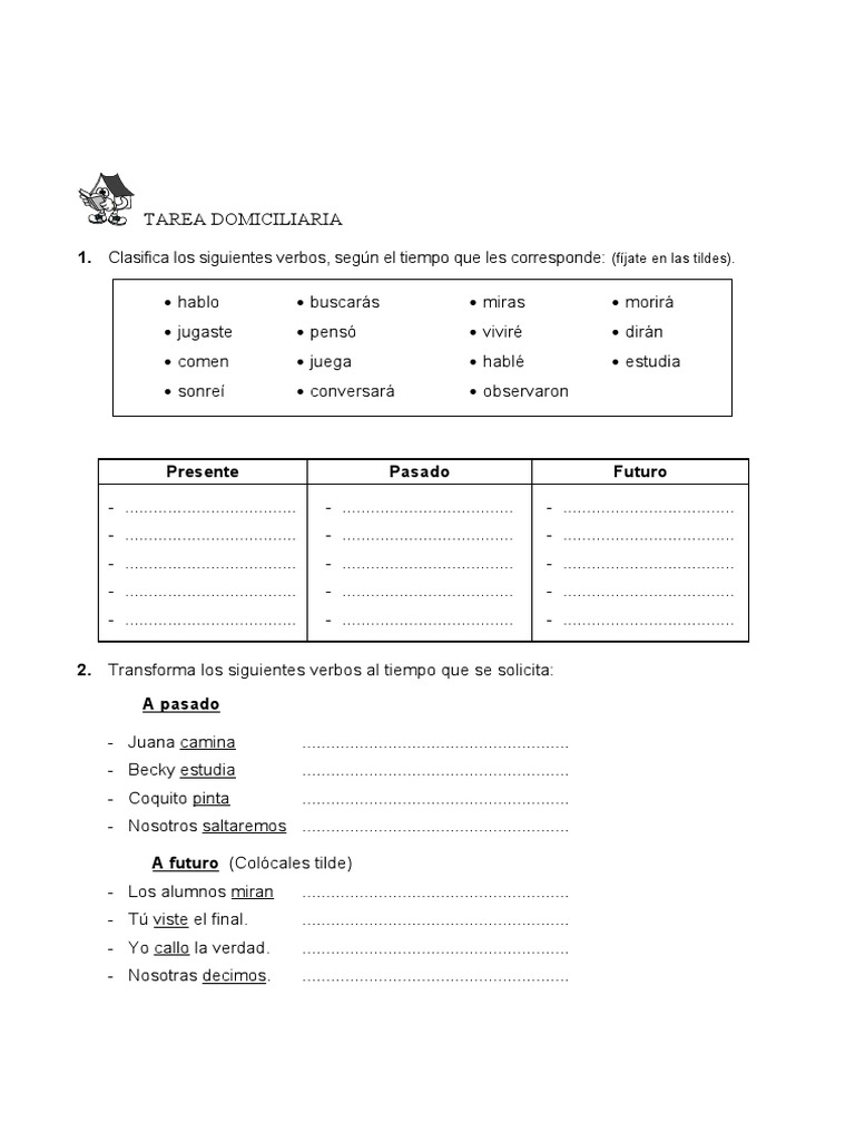 Tarea de Verbos | PDF | Verbo | Lingüística