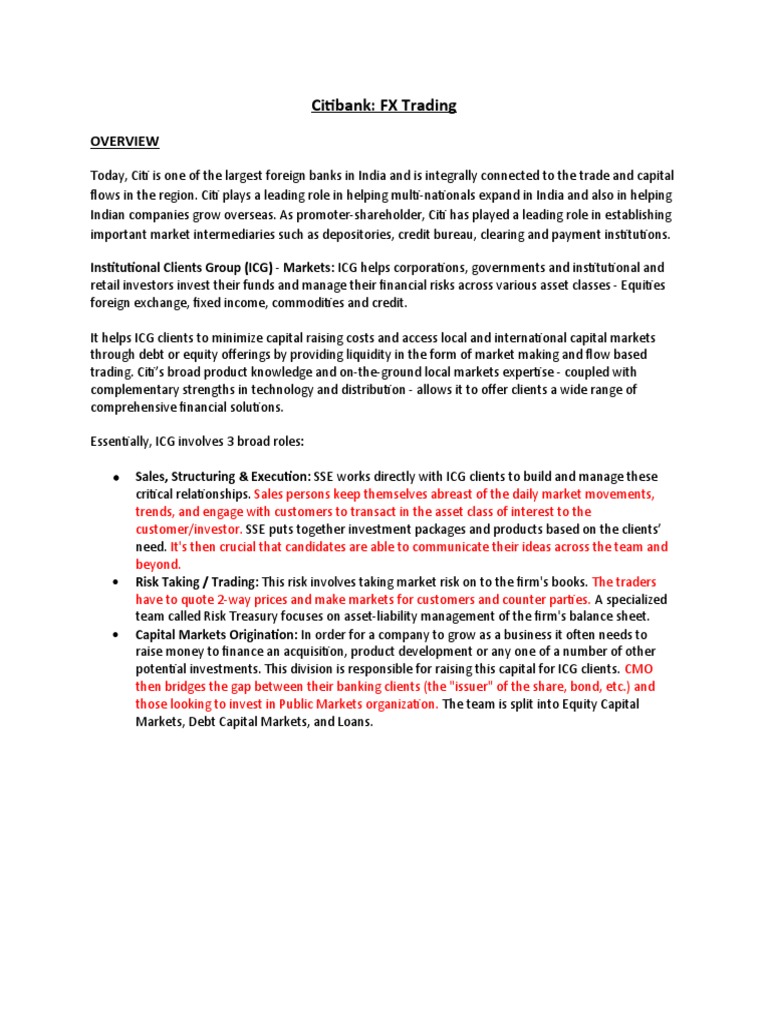 Citibank - FX Trading | PDF | Citigroup | Foreign Exchange Market