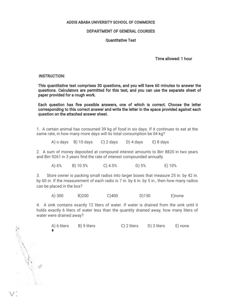 CBE Aptitude Test Sample Questions | PDF