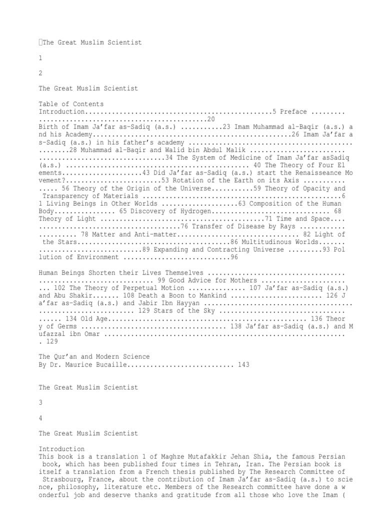 The Great Muslim Scientist Imam Jaffer Sadiq A | PDF | Ali | Shia Islam