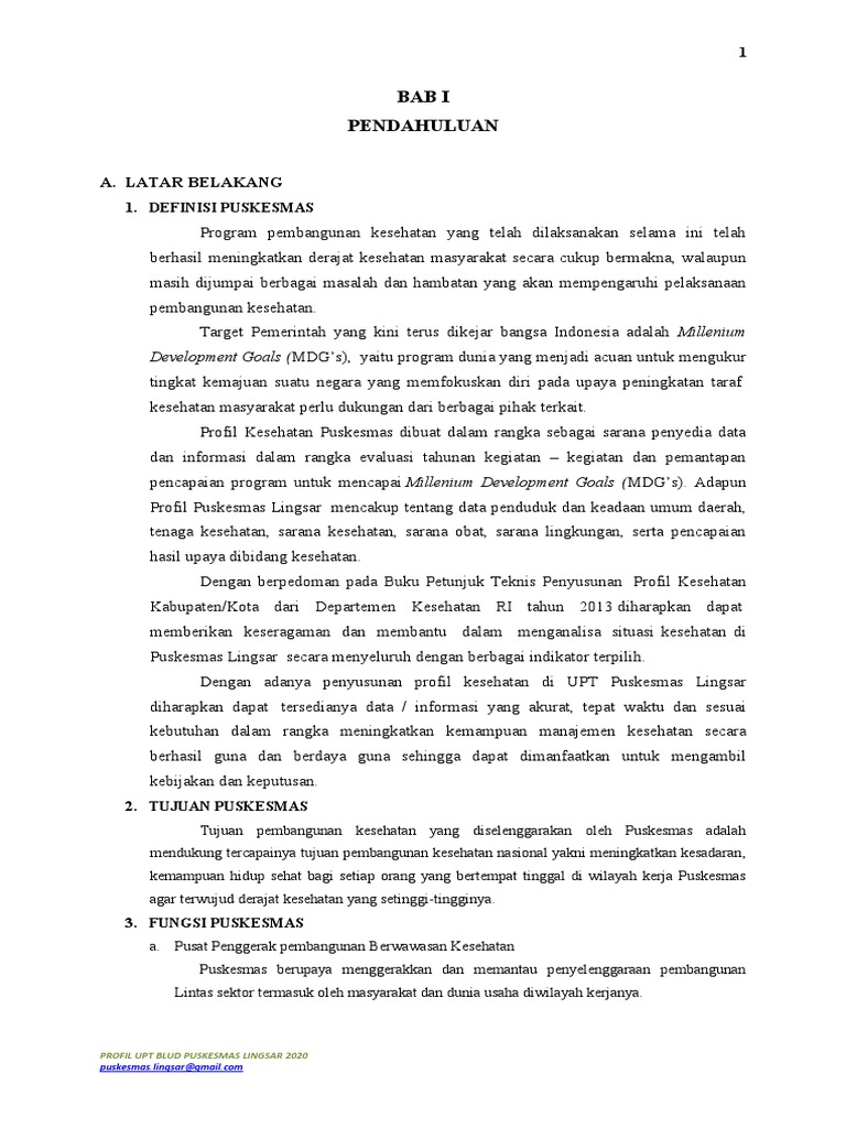 Isi Profil PKM Lingsar 2020 | PDF