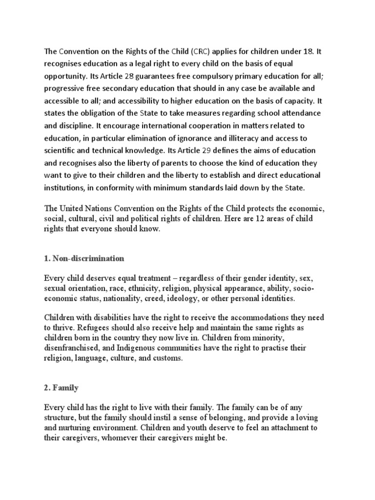 The Convention On The Rights of The Child | PDF | Children's Rights ...