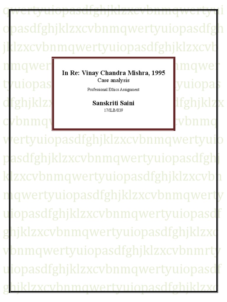 In Re: Vinay Chandra Mishra, 1995: Case Analysis | PDF | Contempt Of ...