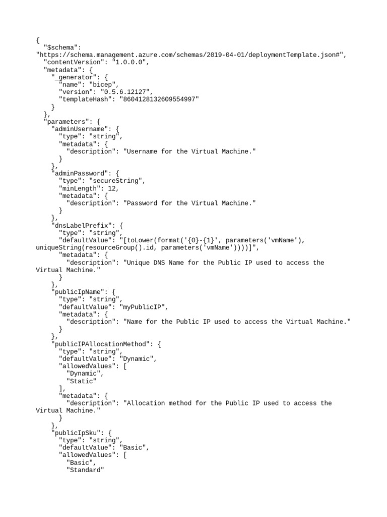 Azure VM Creation Using ARM Templates | PDF | Computer Network | Metadata