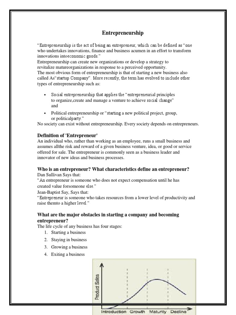 Entrepreneurship Notes | PDF | Entrepreneurship | Economic Growth