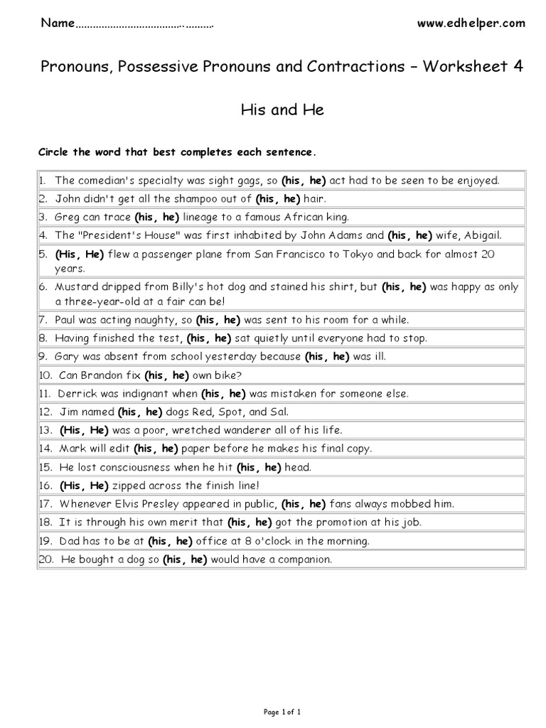 Pronouns & Possessives for Students | PDF | Classics | Art