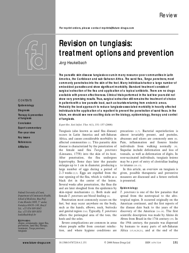 Revision On Tungiasis: Treatment Options and Prevention: Review | PDF ...