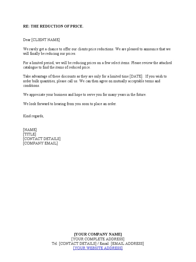 Announcement of Price Reductions | PDF